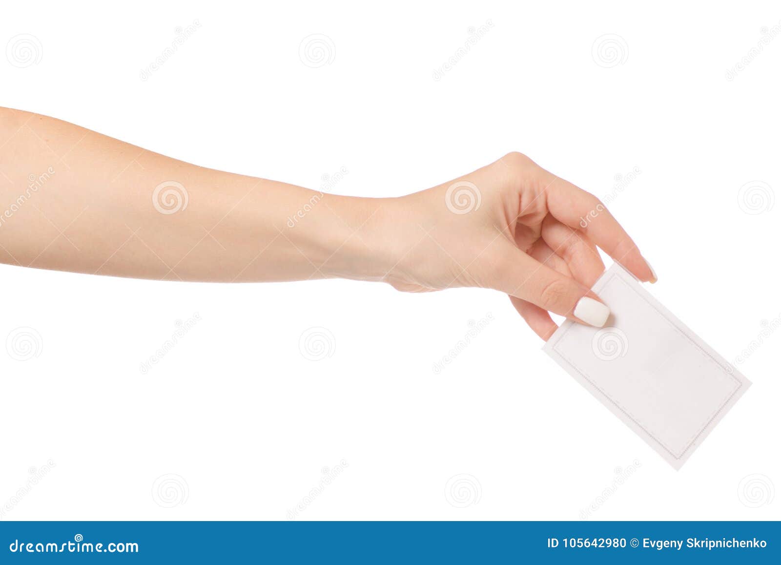 Female hand with a badge stock photo. Image of card - 105642980
