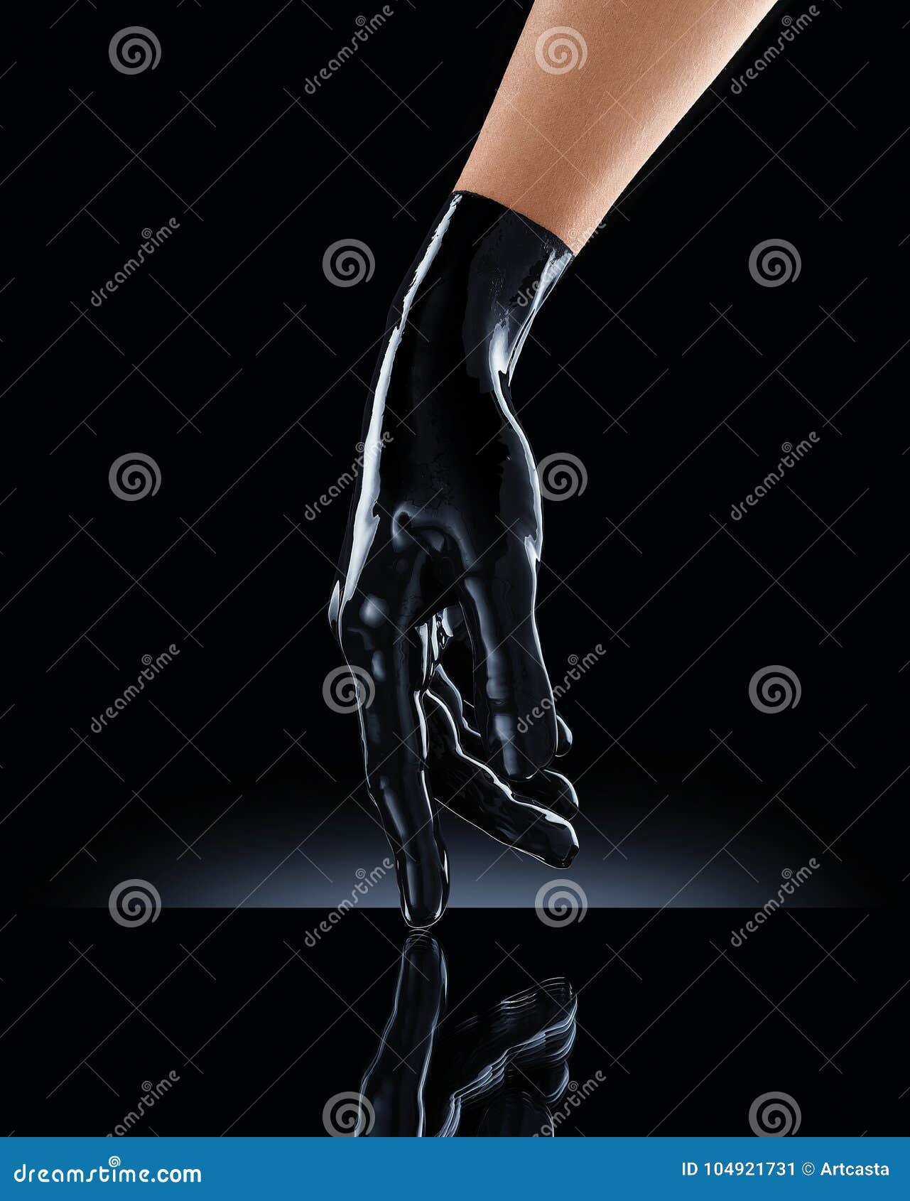 Female hand in black oil stock image. Image of creamy - 104921731