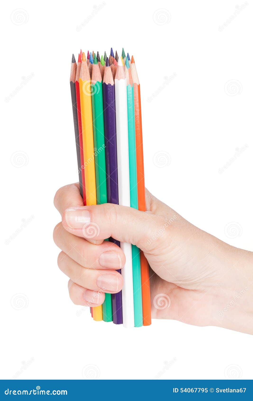 Female Hand with a Bunch of Pencils Stock Image - Image of vintage ...
