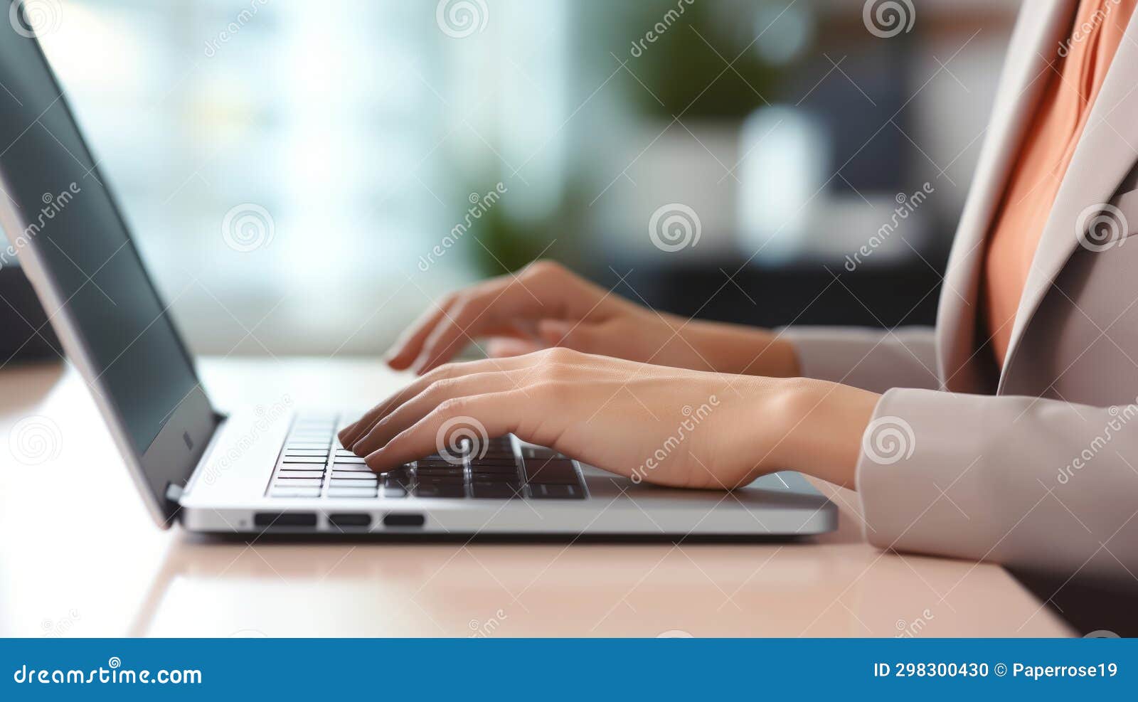 Female Hand Clicking Computer Mouse on Office Table. Stock Illustration ...
