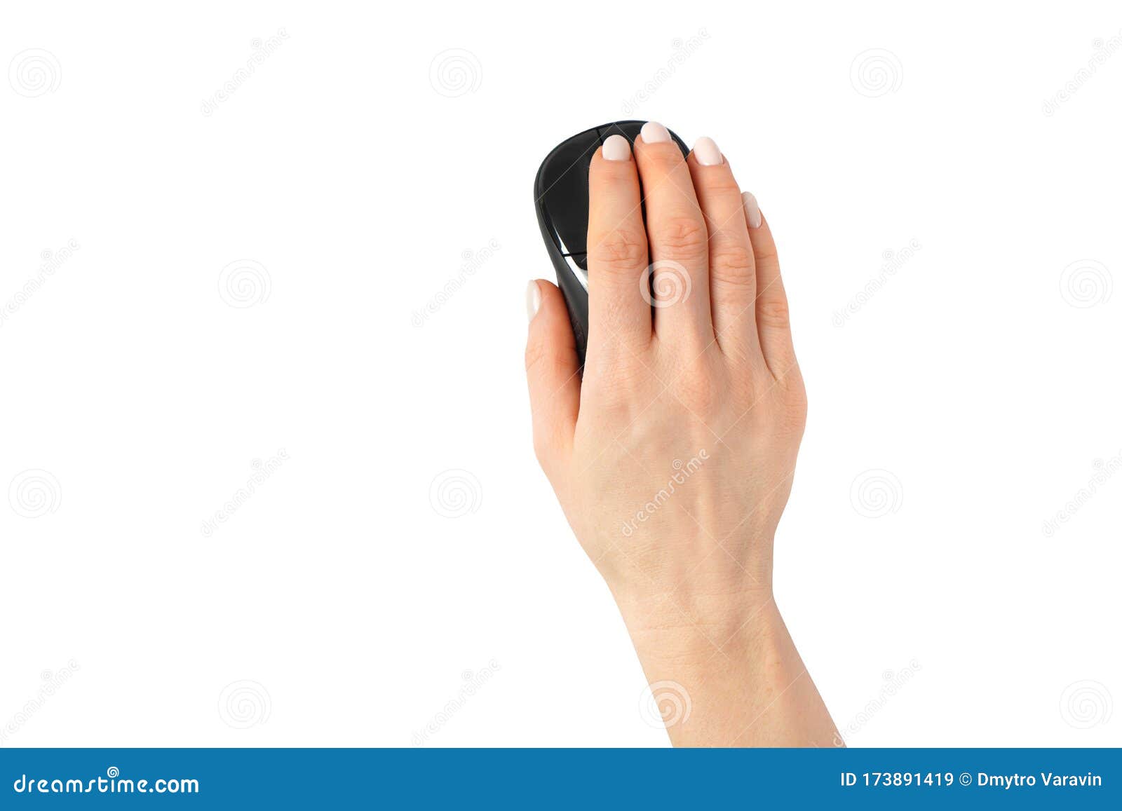 Female Hand with a Computer Mouse Isolated on White. Stock Image ...