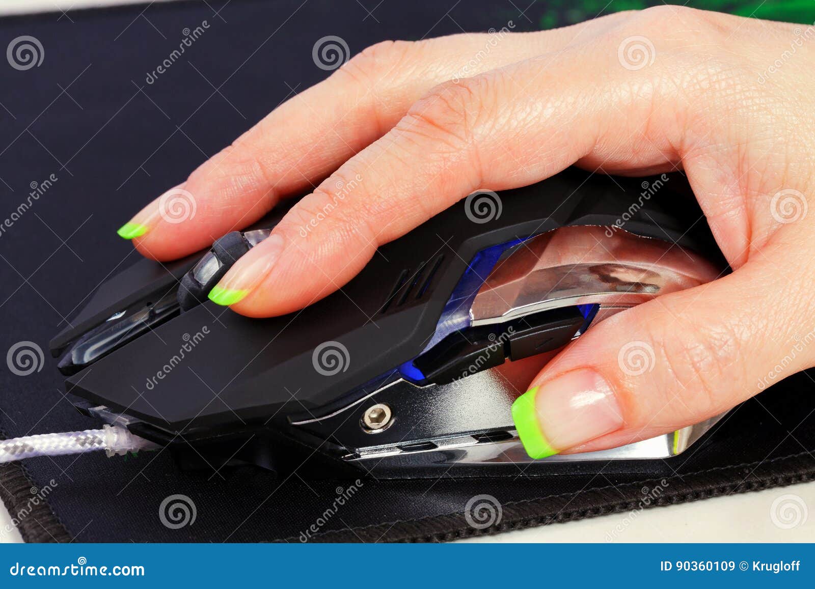 The Female Hand Controls the Computer Mouse Stock Image - Image of ...