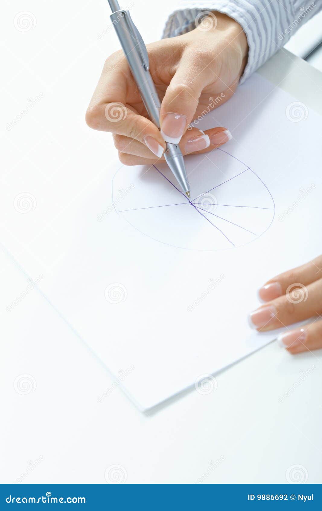 Female Hand Drawing on Paper Stock Photo - Image of close, finger: 9886692