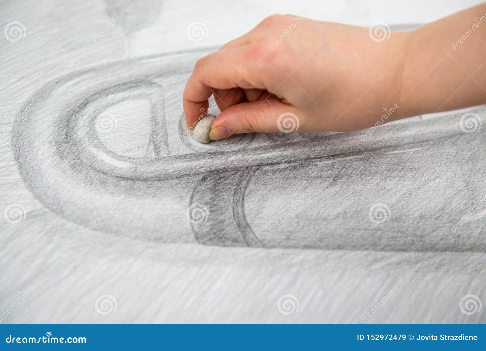 Female Hand Drawing with Pencil Stock Image - Image of beauty, erasing ...