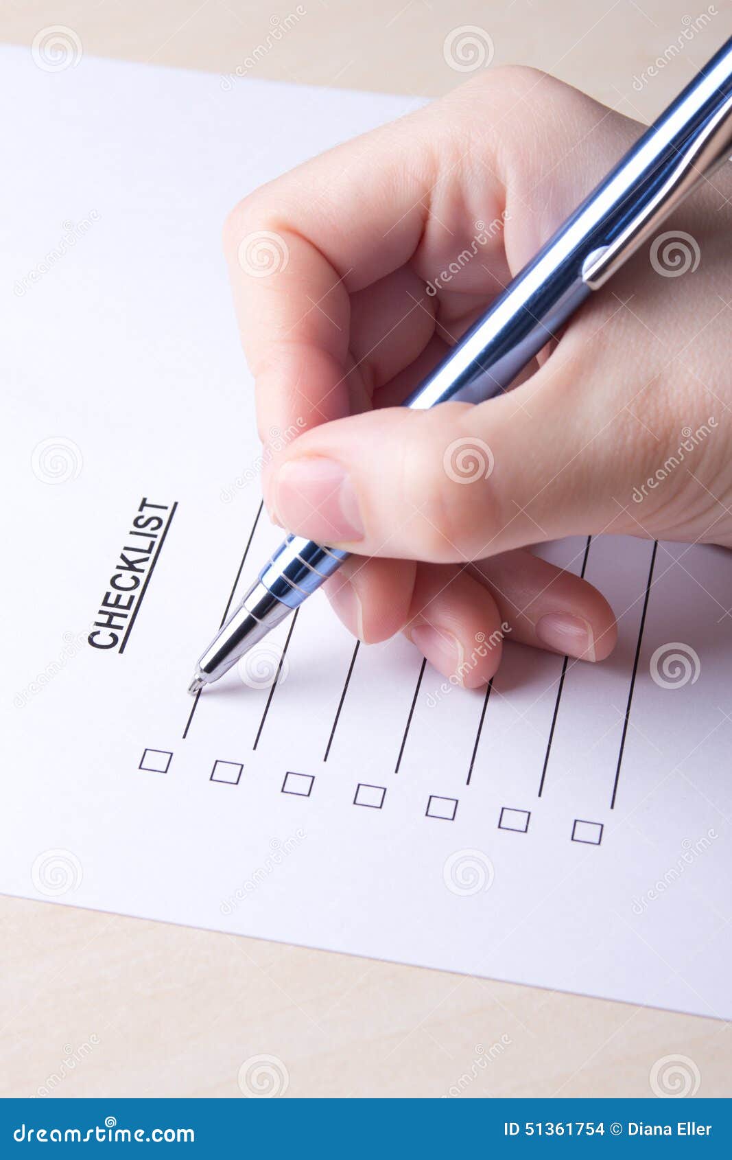 Female Hand Filling Checklist with Pen Stock Photo - Image of ...