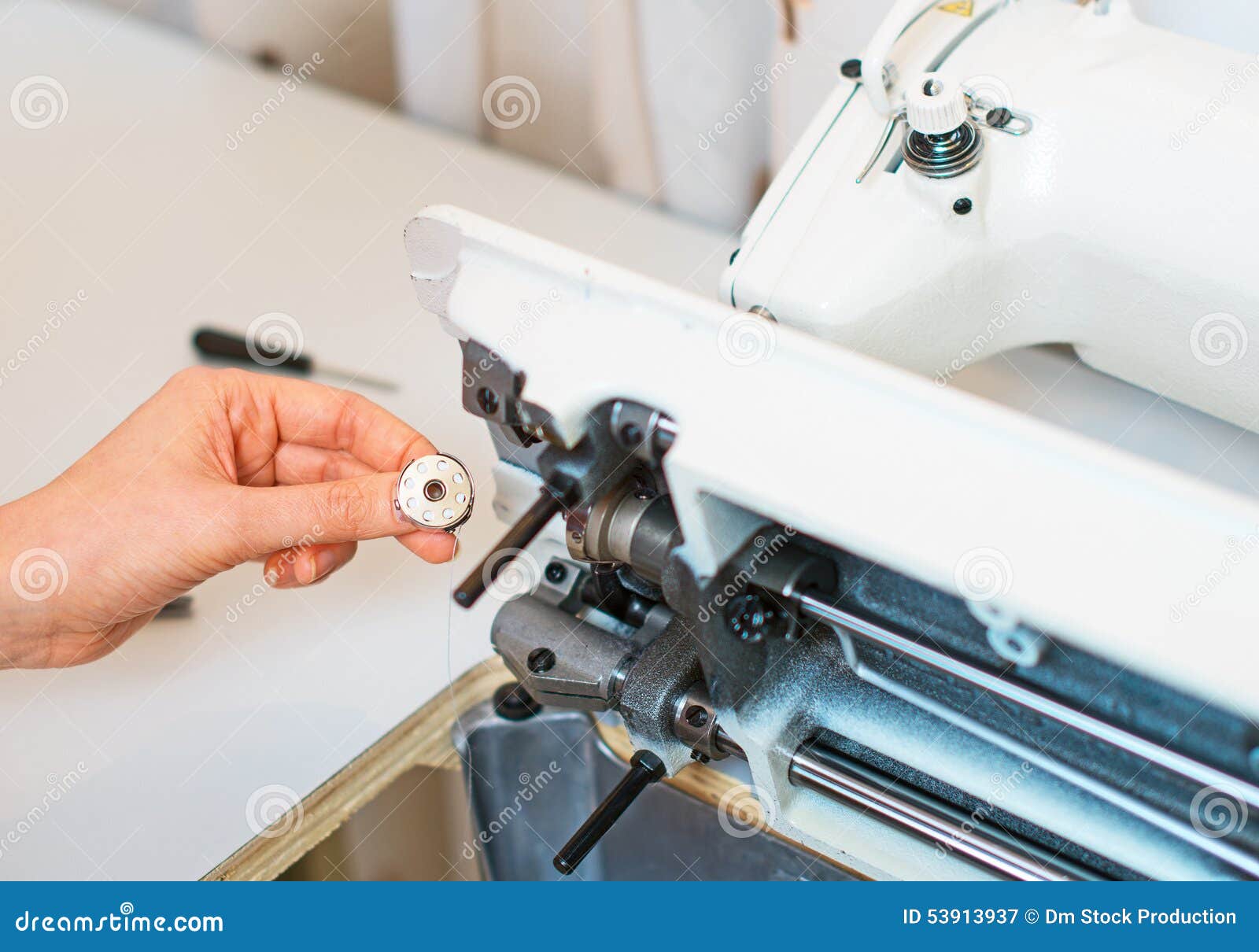 Female Hand Fixing Sewing Machine. Stock Image - Image of mechanic ...