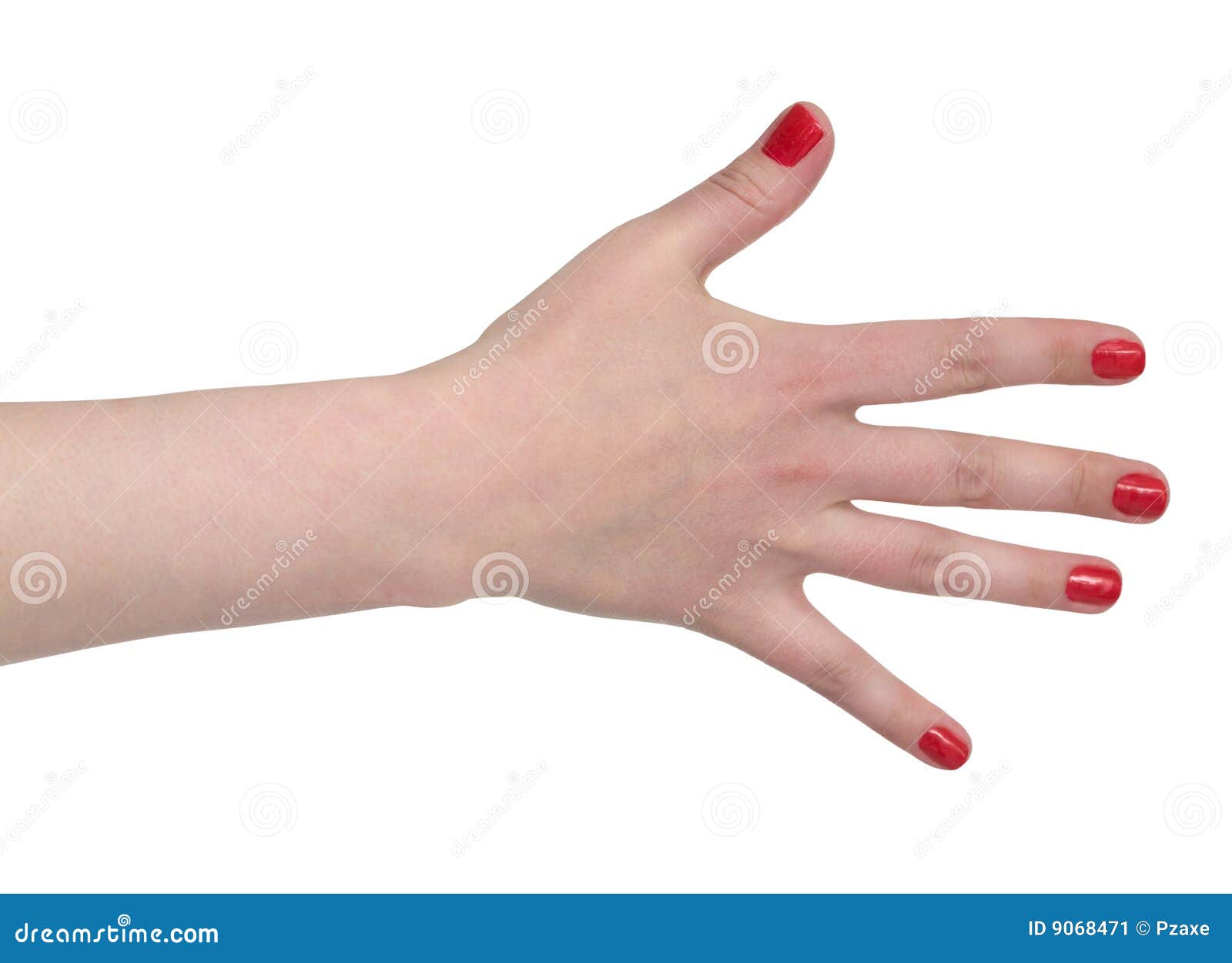Female Hand with Gaudy Red Manicure Stock Image - Image of white ...