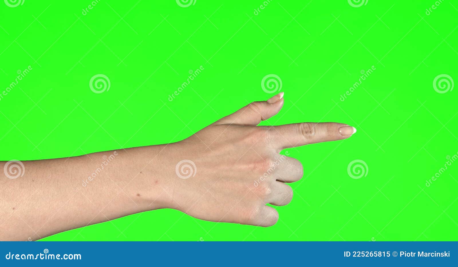 Female Hand Gestures on Green Screen: Pointing Stock Image - Image of ...