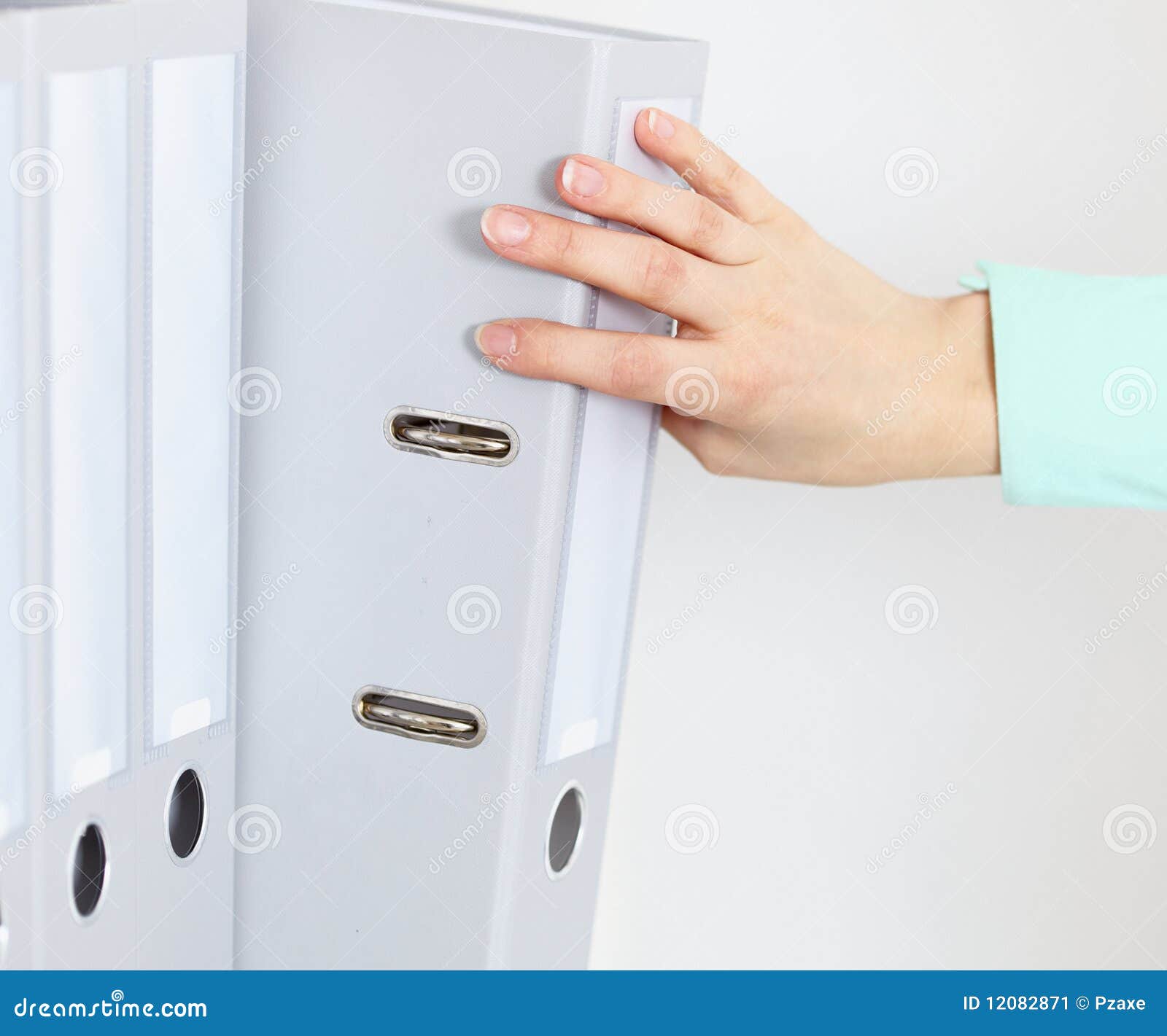 Female Hand Gets from Shelf a Folder Stock Image - Image of woman, work ...