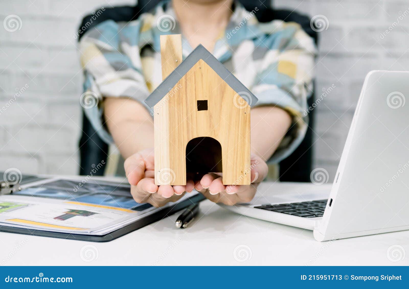 Female Hand Hold the House Model Small House Concept Stock Image ...