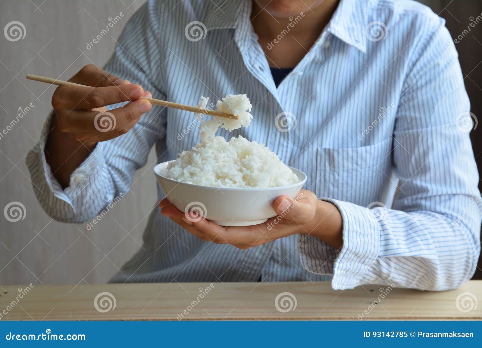 Female Hand Hold Rice in White Bowl Stock Image - Image of organic ...