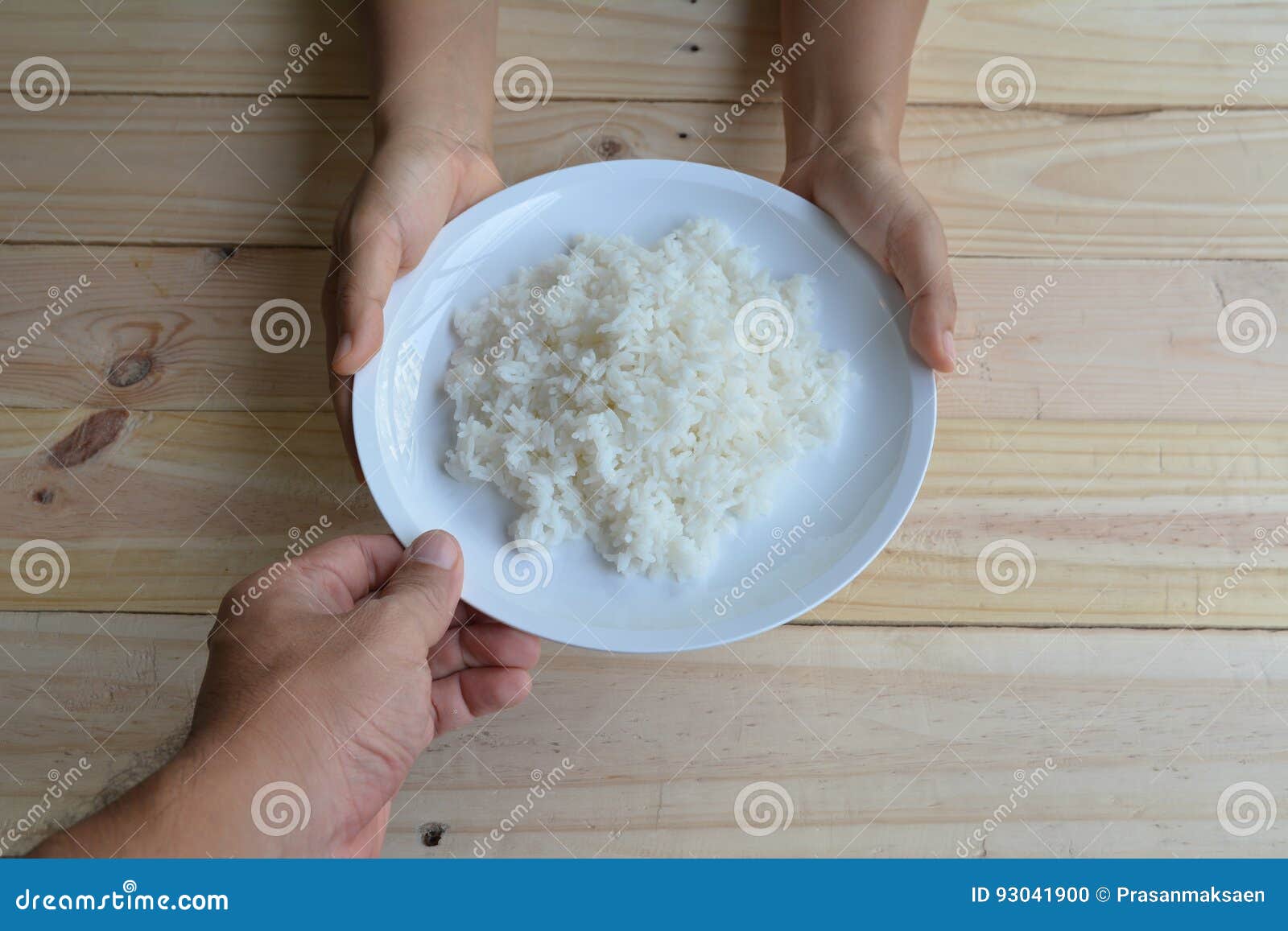 Female Hand Hold Rice in White Bowl Stock Photo - Image of rice ...