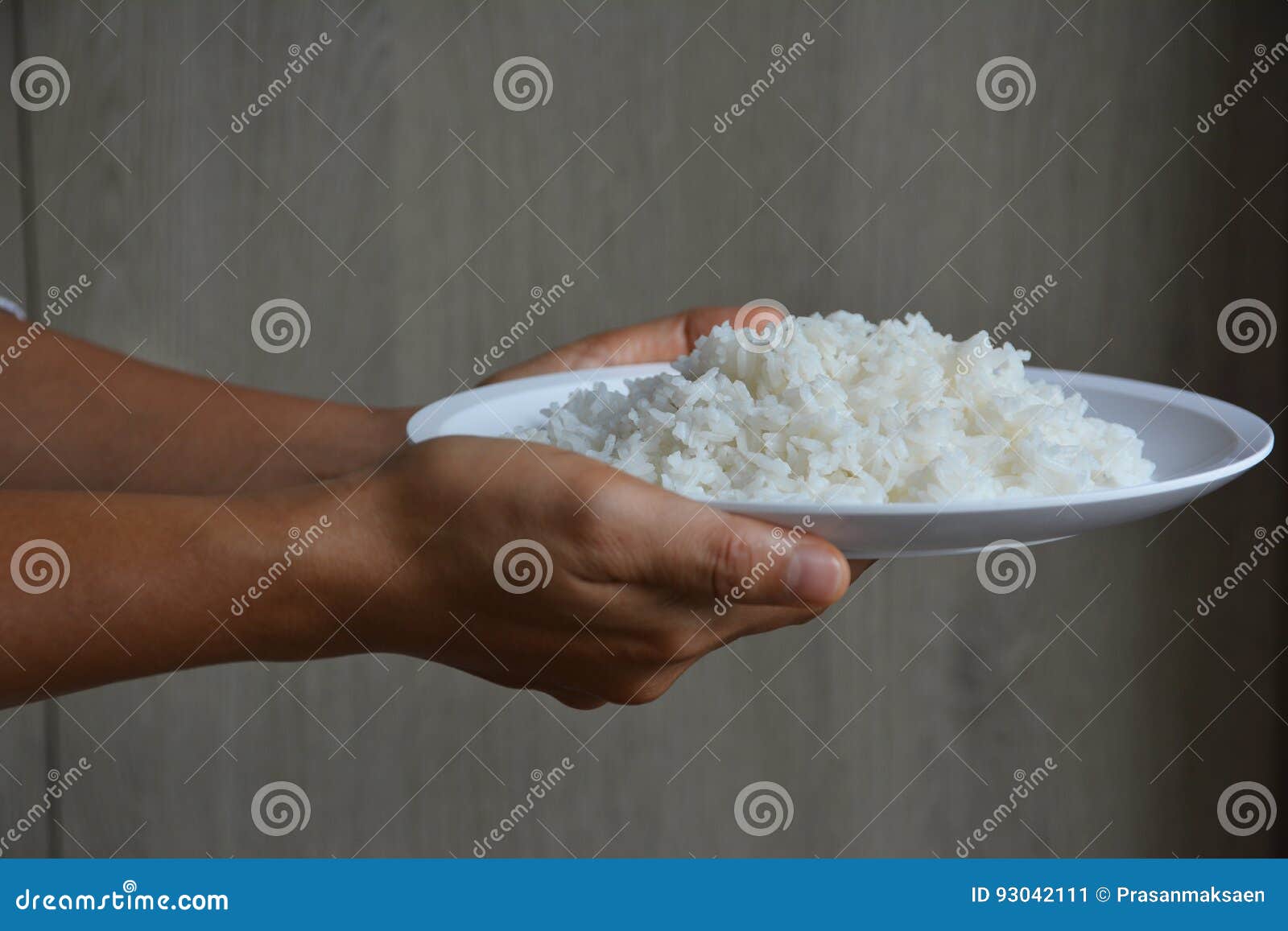 Female Hand Hold Rice in White Bowl Stock Image - Image of hand, dragon ...
