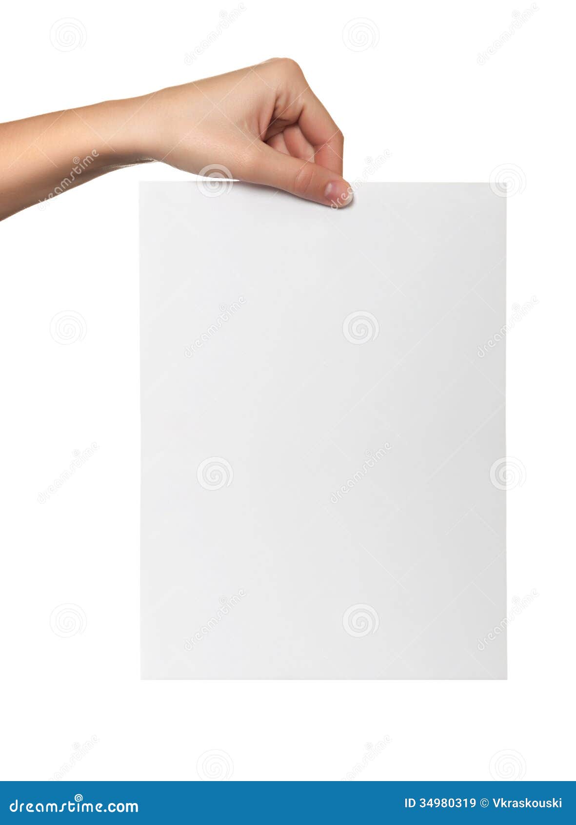 Female Hand Hold White Paper Royalty Free Stock Images - Image: 34980319