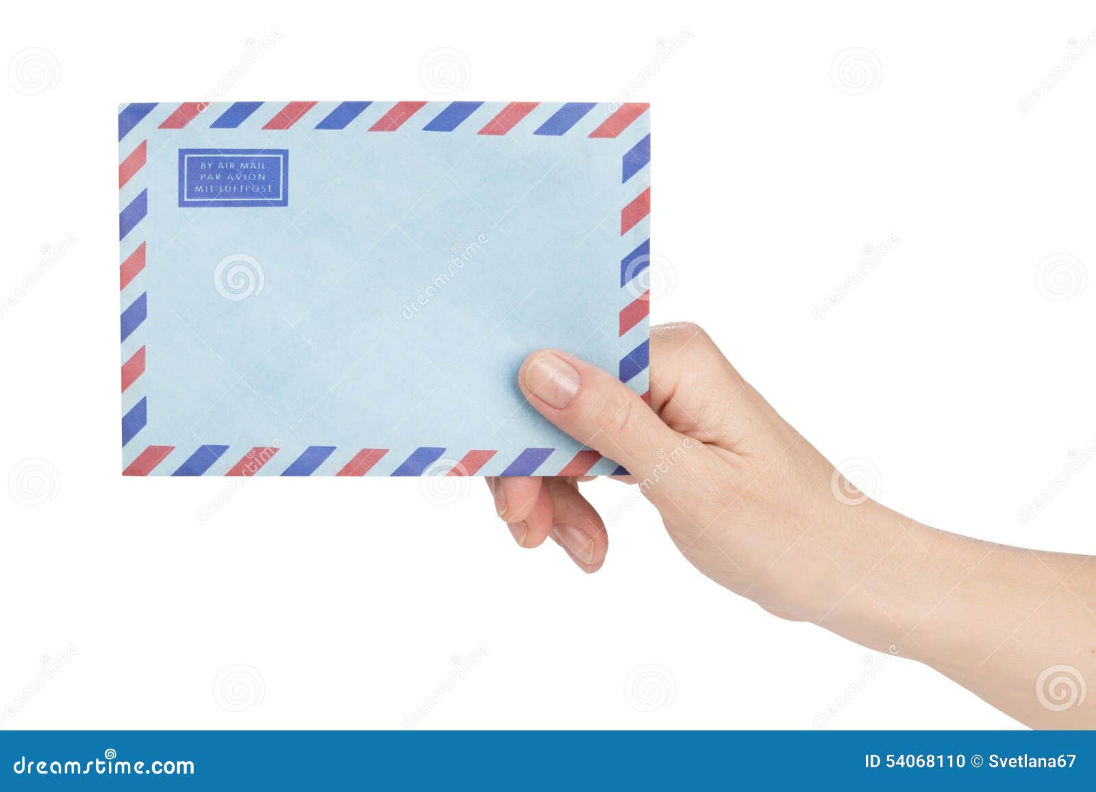 Female Hand Holding Air Mail Envelope Stock Photo - Image of ...