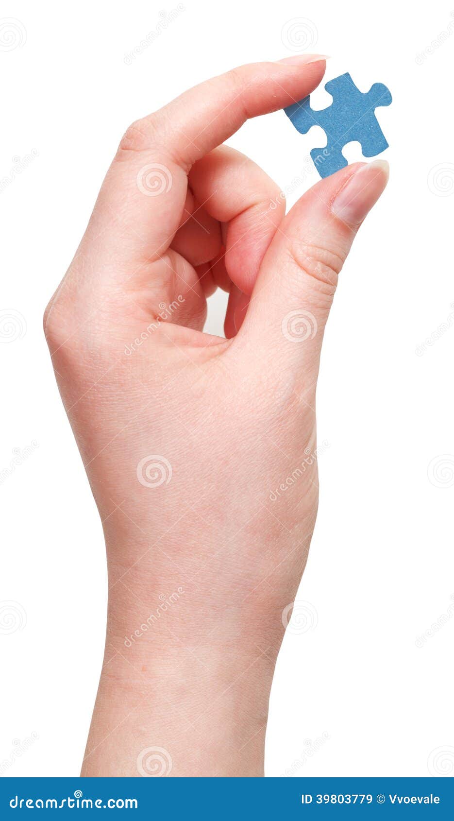 Female Hand Holding Blue Puzzle Piece Stock Image - Image of jigsaw ...