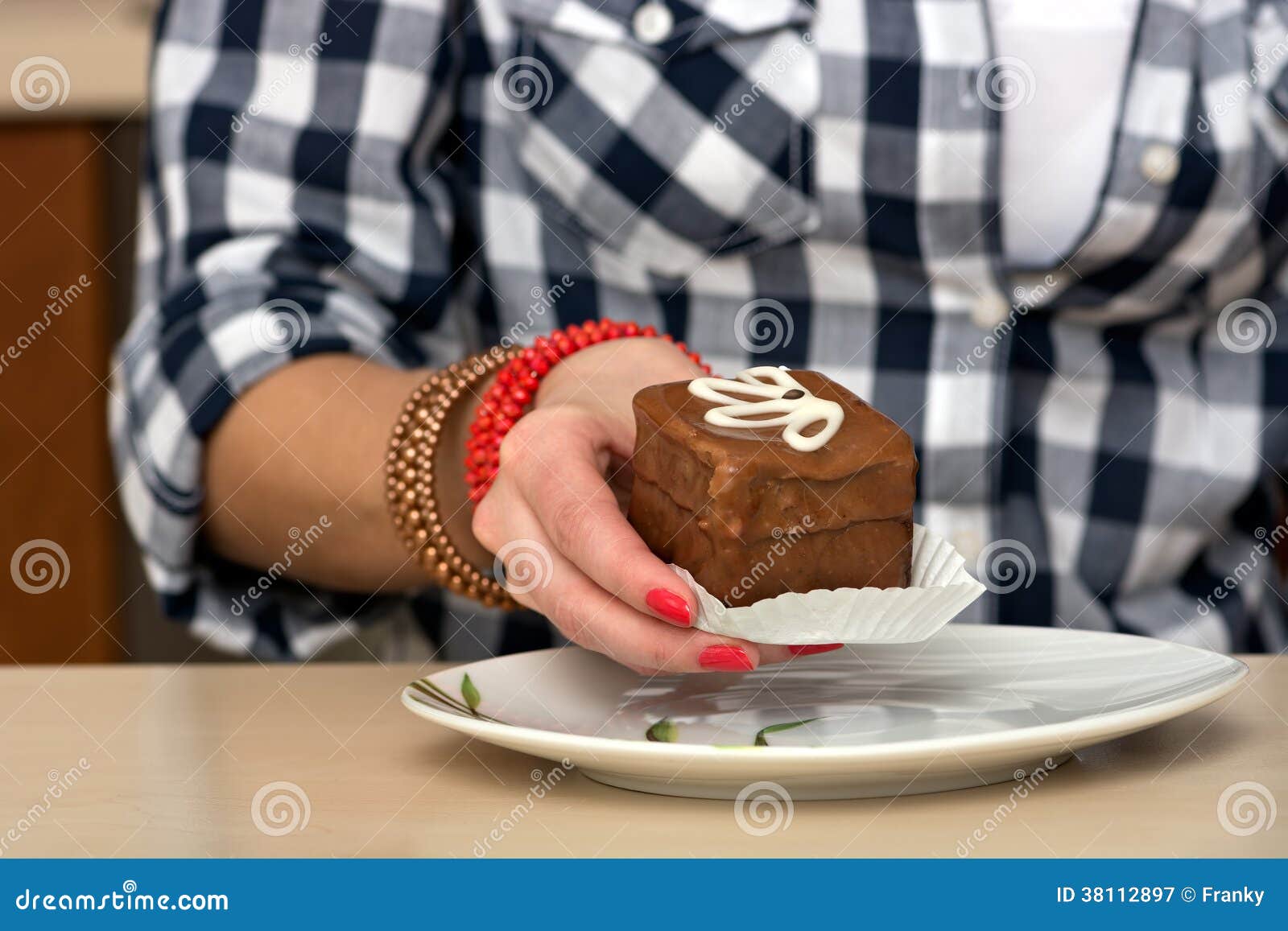 Female Hand Holding a Chocolate Cake Stock Image - Image of cake, diet ...