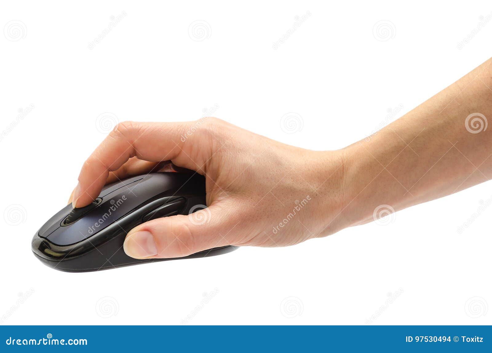 Female Hand Holding Computer Mouse. Stock Photo - Image of body, people ...