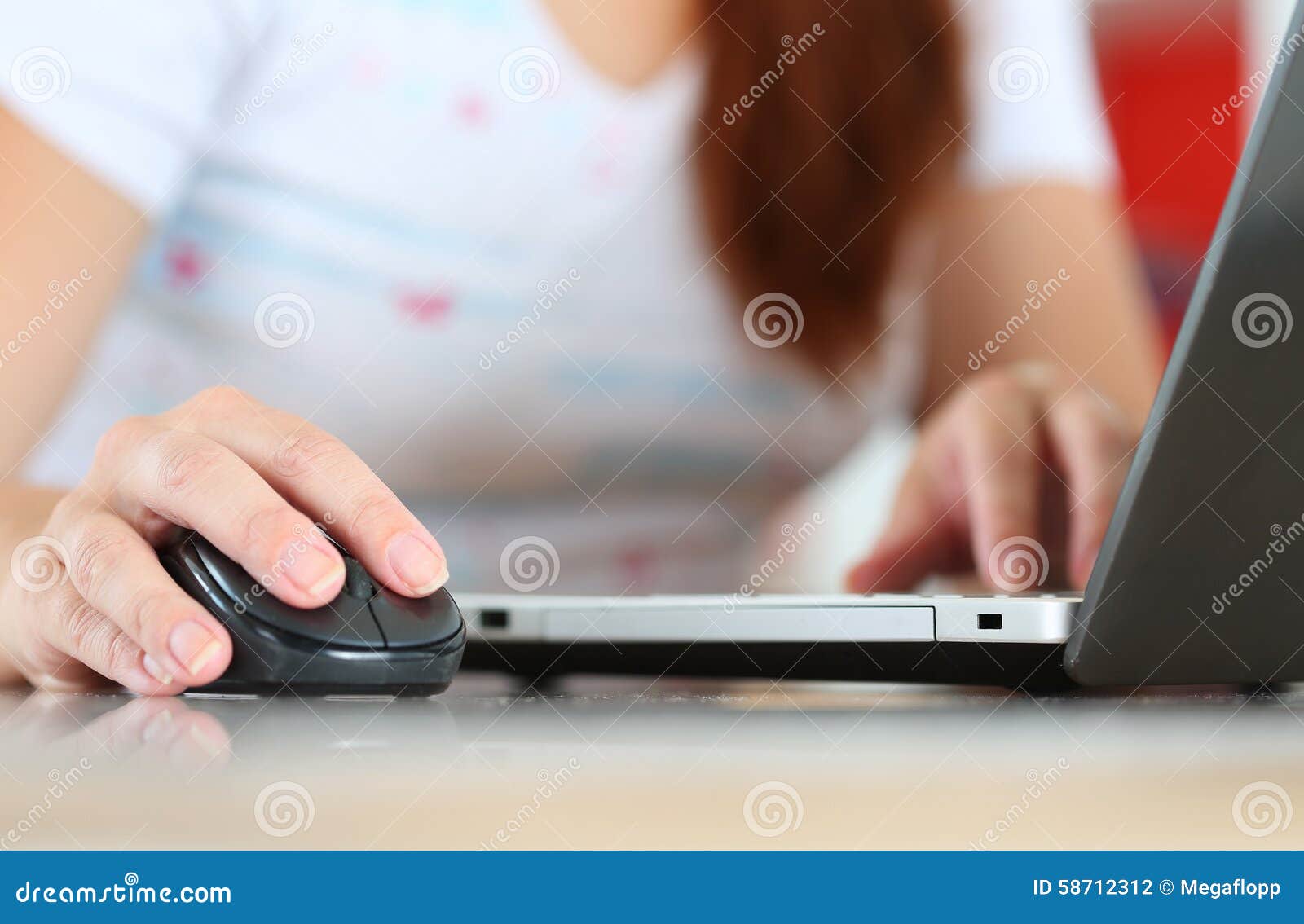 Female Hand Holding Computer Wireless Mouse Stock Photo - Image of ...