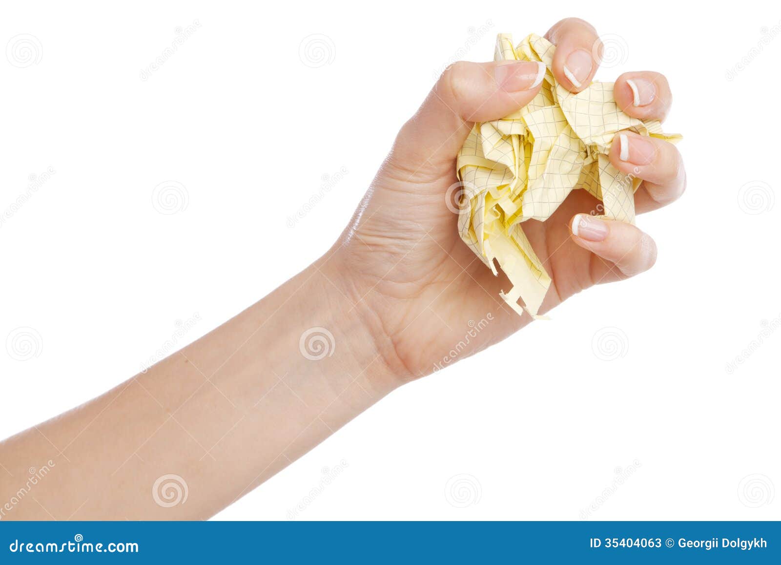 Female Hand Holding a Crumpled Paper Stock Image - Image of problem ...