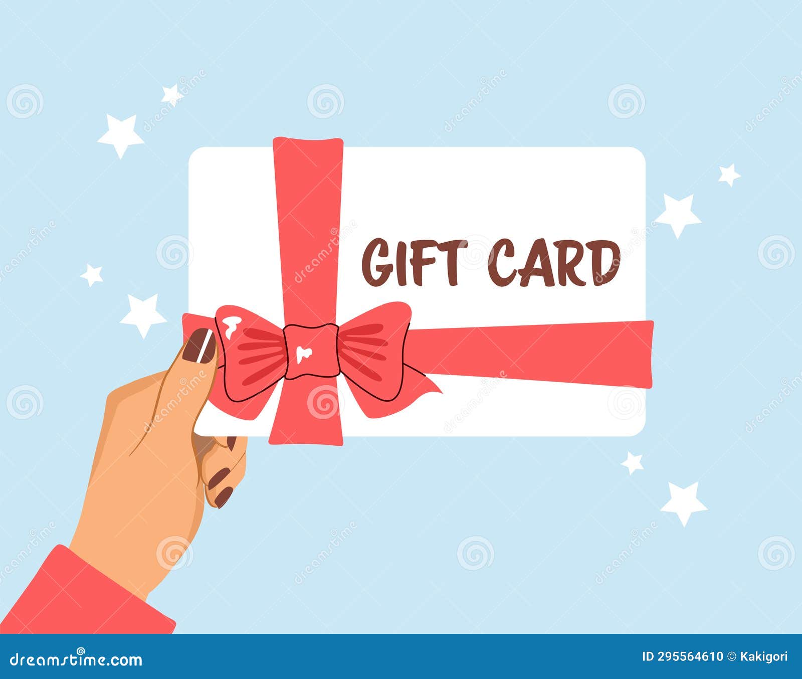 Female Hand Holding Gift Card Vector Illustration Drawing Stock Vector ...