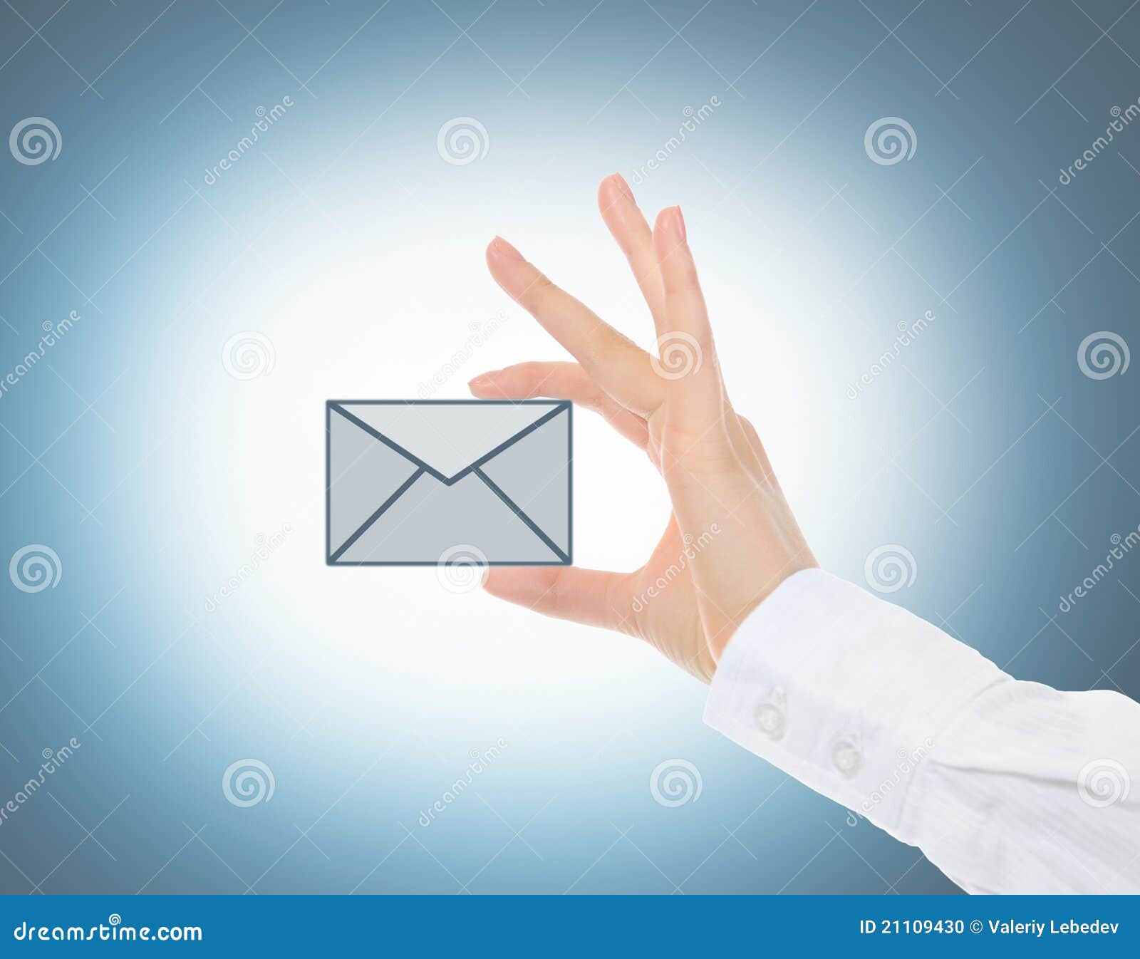 Female Hand Holding a Mail Icon Stock Photo - Image of message, digital ...