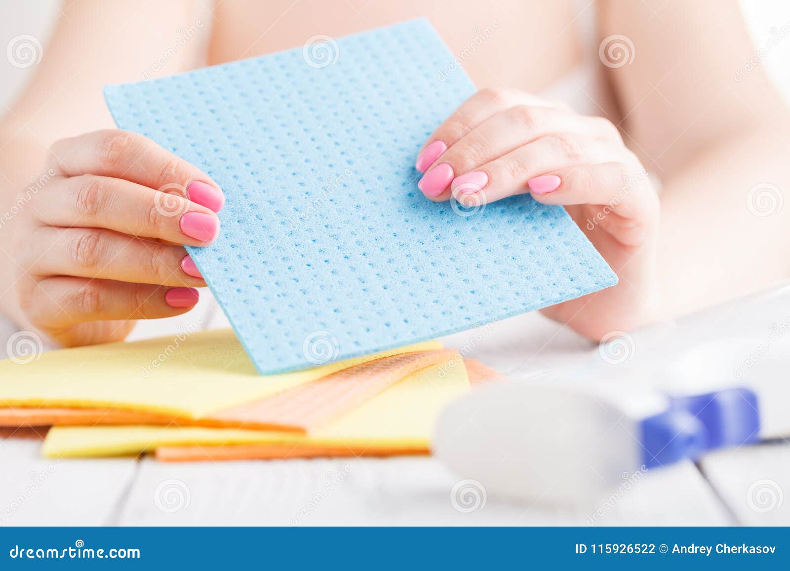 Female Hand Holding Microfiber Cleaning Cloth Stock Photo - Image of ...
