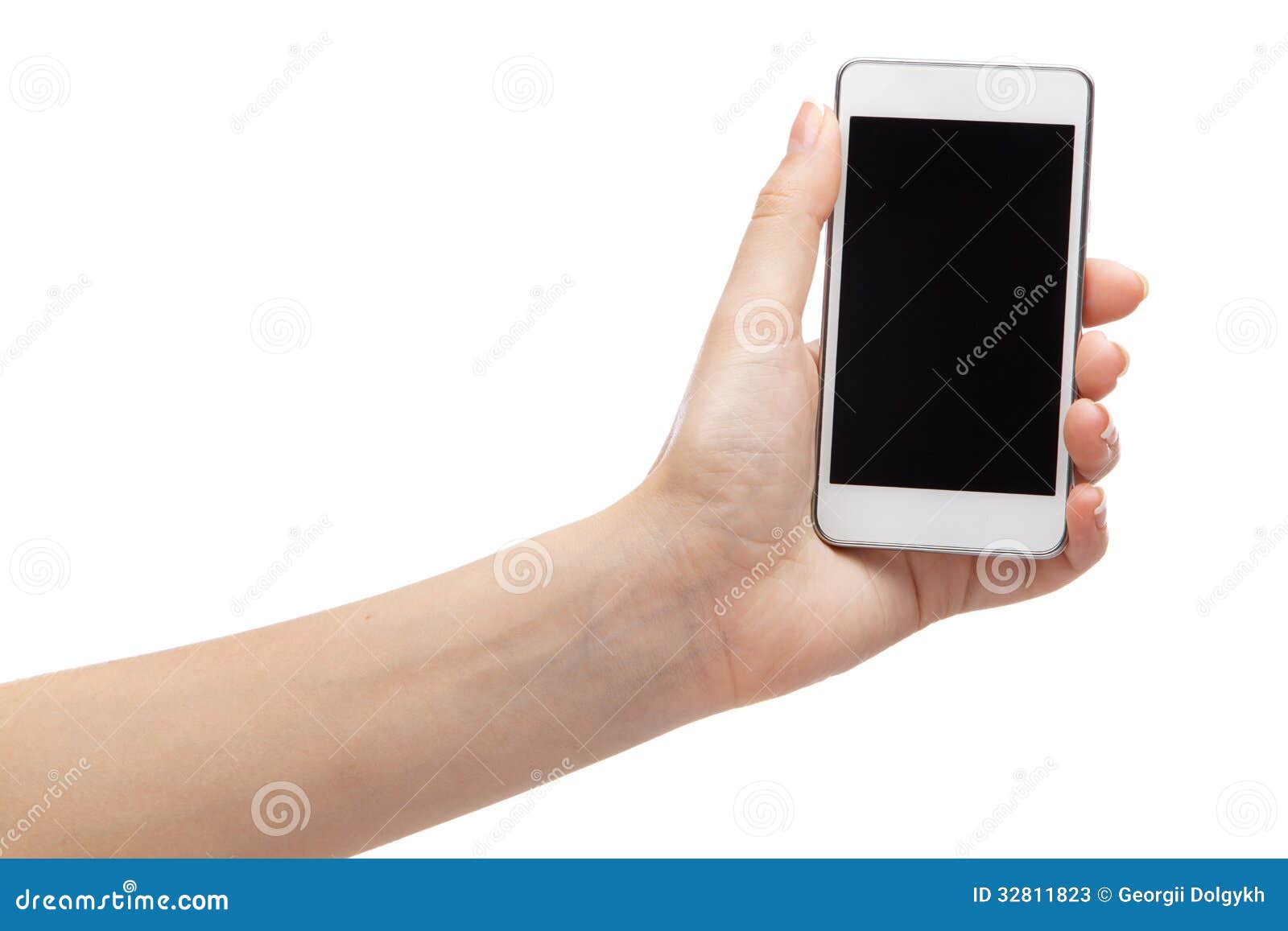 Female Hand Holding A Modern Smartphone Stock Image - Image of finger ...