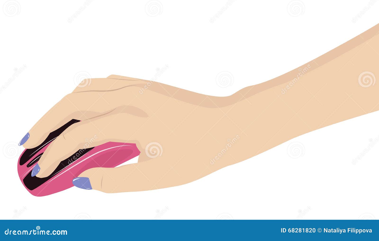 Female Hand Holding a Mouse Stock Vector - Illustration of fingers ...