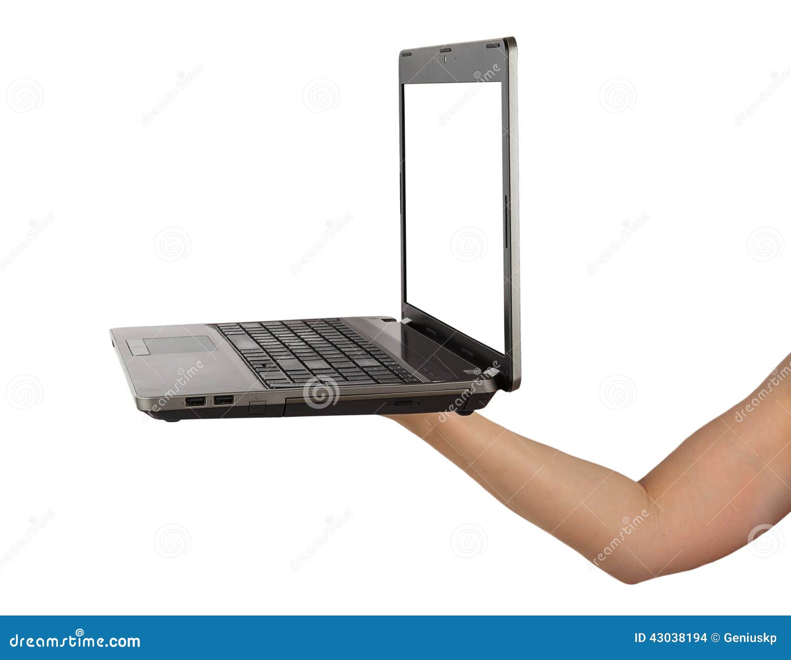 Female Hand Holding an Open Notebook with White Screen Stock Photo ...