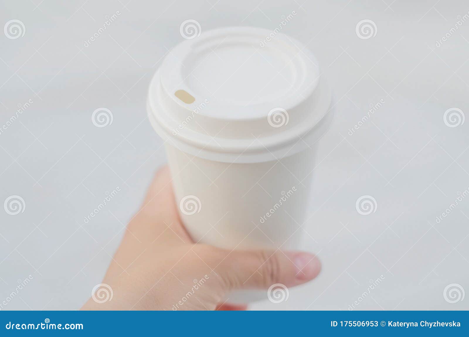 Female Hand Holding Paper Coffee Cup. Top Side View Stock Image - Image ...
