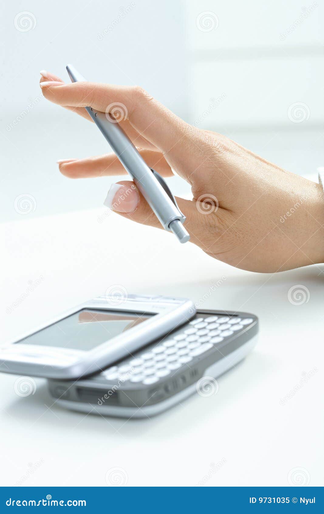 Female hand holding pen stock image. Image of modern, business - 9731035