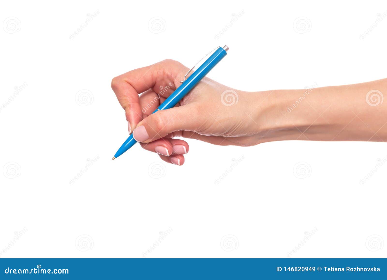 Female Hand Holding a Pen on White Background. Stock Image - Image of ...