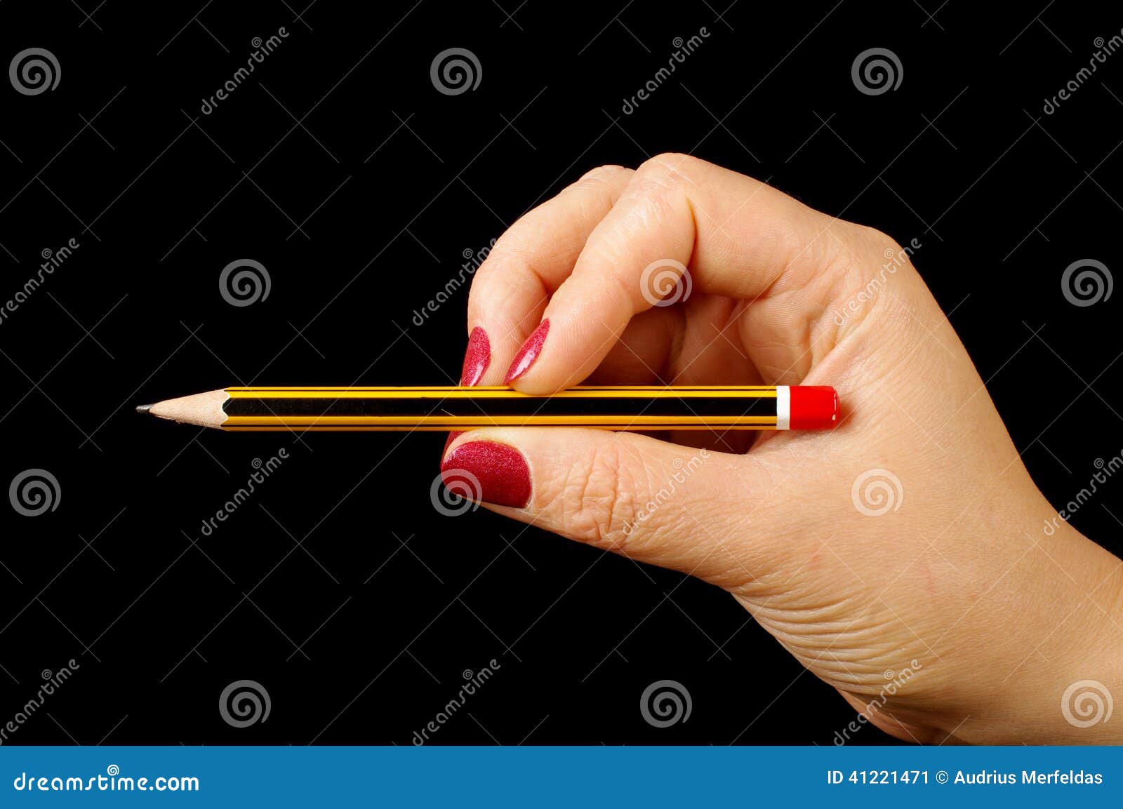 Female Hand Holding Pencil Isolated Stock Image - Image of caucasian ...
