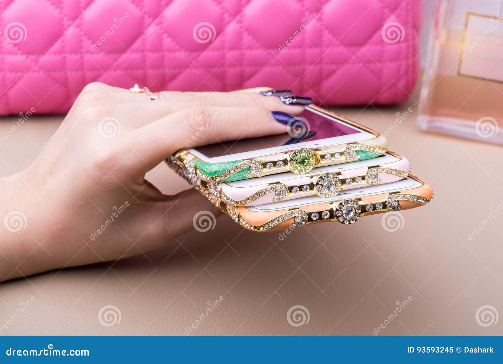 Female Hand Holding Phone Case Stock Image - Image of modern ...