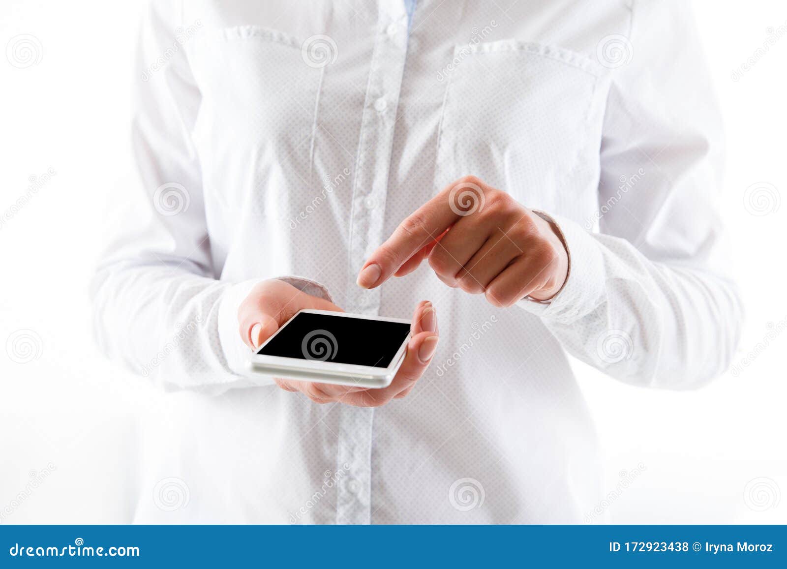 Female Hand Holding Phone,finger Point on Screen Phone Stock Photo ...