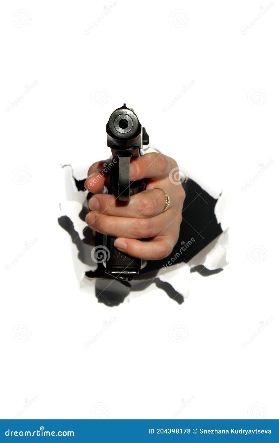 Female Hand Holding a Pistol Holding a Finger on the Trigger Stock ...