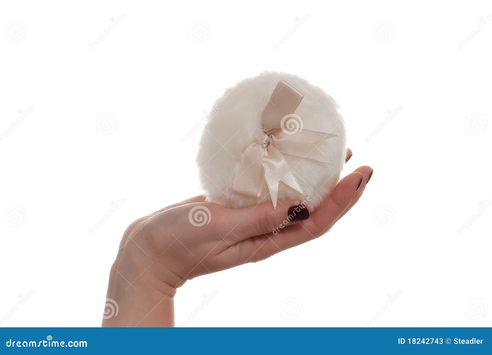 Female Hand Holding Powder Puff Stock Image - Image of care, clean ...