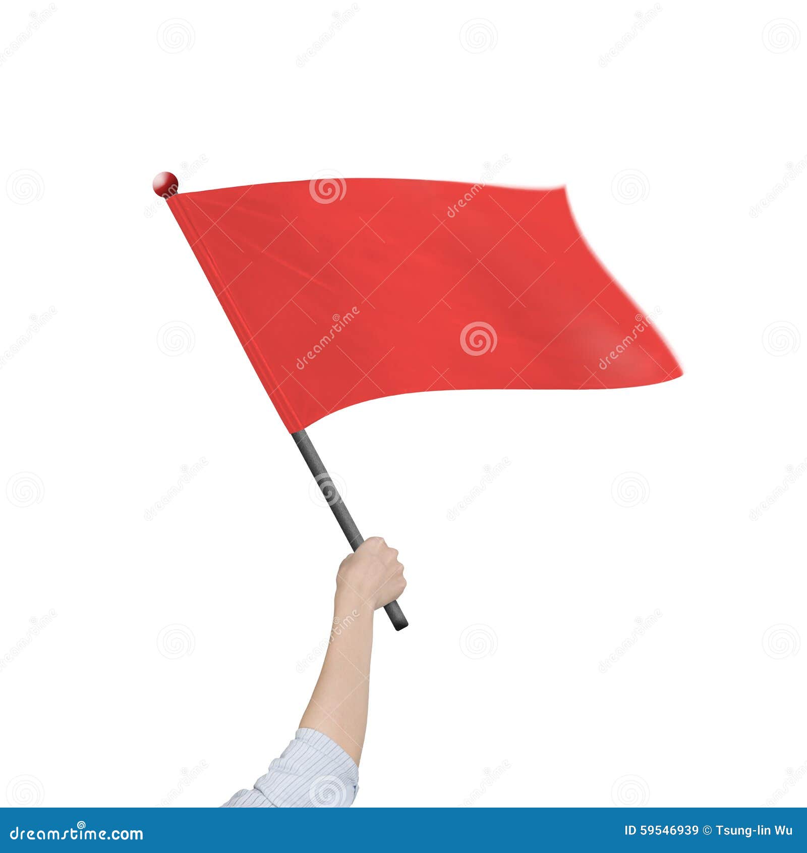 Female Hand Holding Red Flag Isolated on White Stock Image - Image of ...