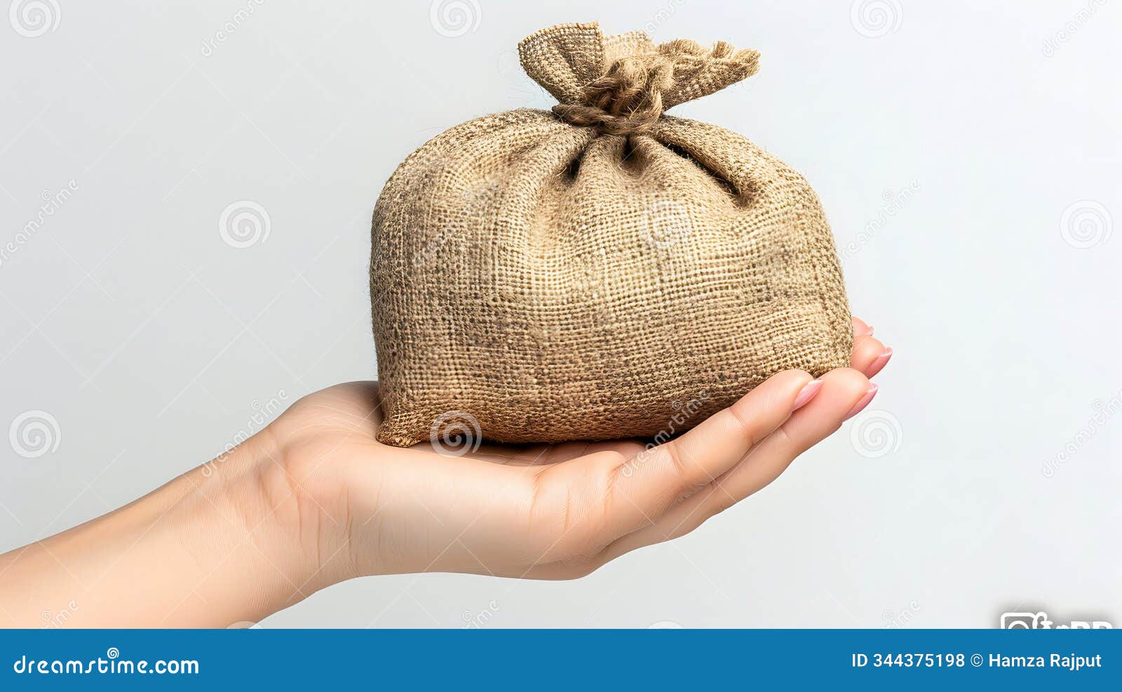 Female Hand Holding a Sacks of Money on White Background Stock ...