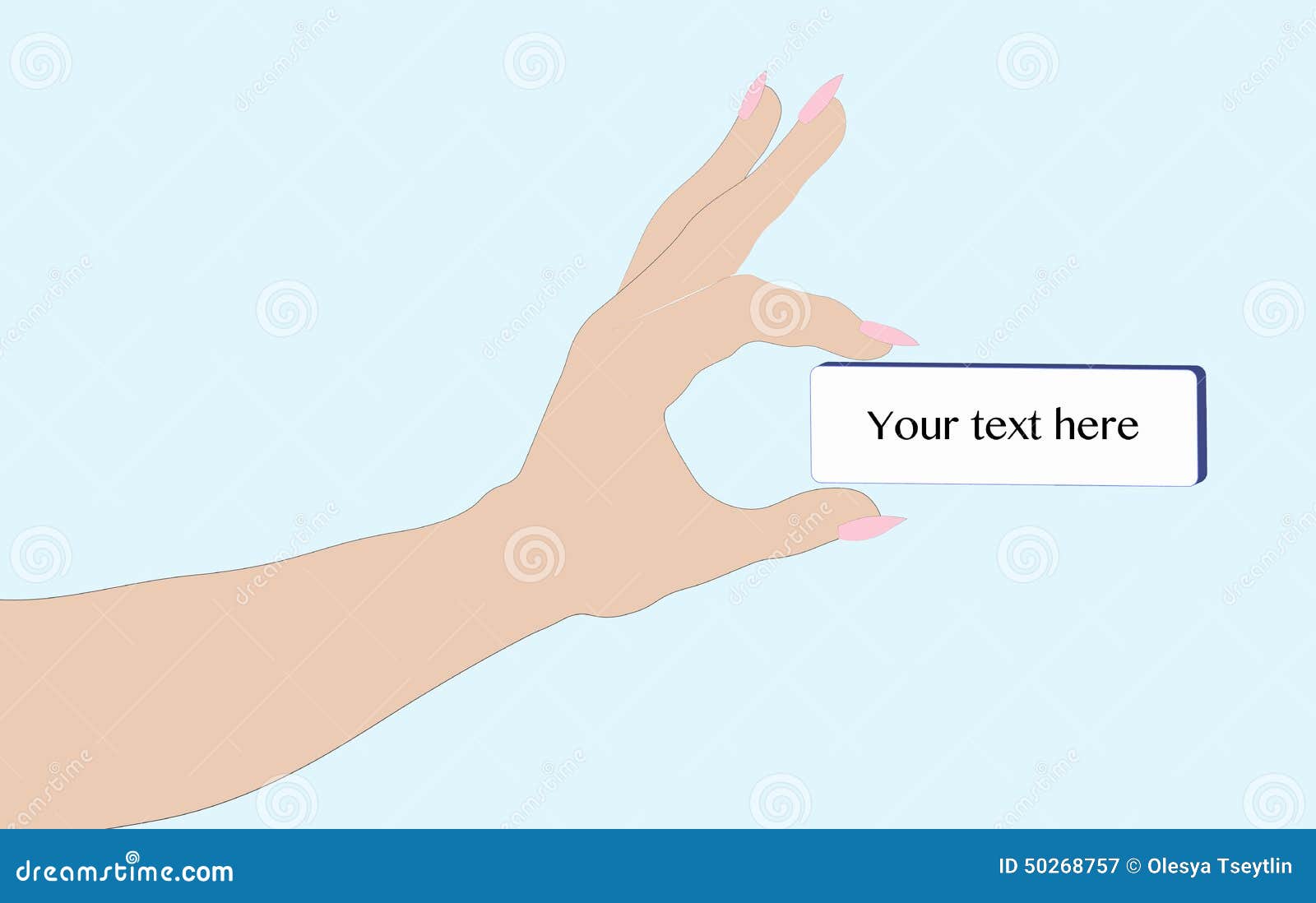 Female Hand Holding a Sign. Stock Illustration - Illustration of volume ...