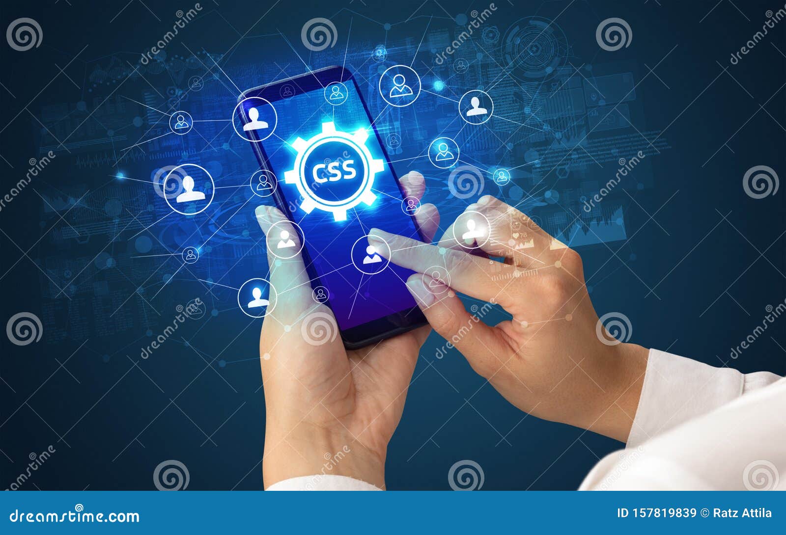 Hand Using Smartphone with Technology Concept Stock Image - Image of ...