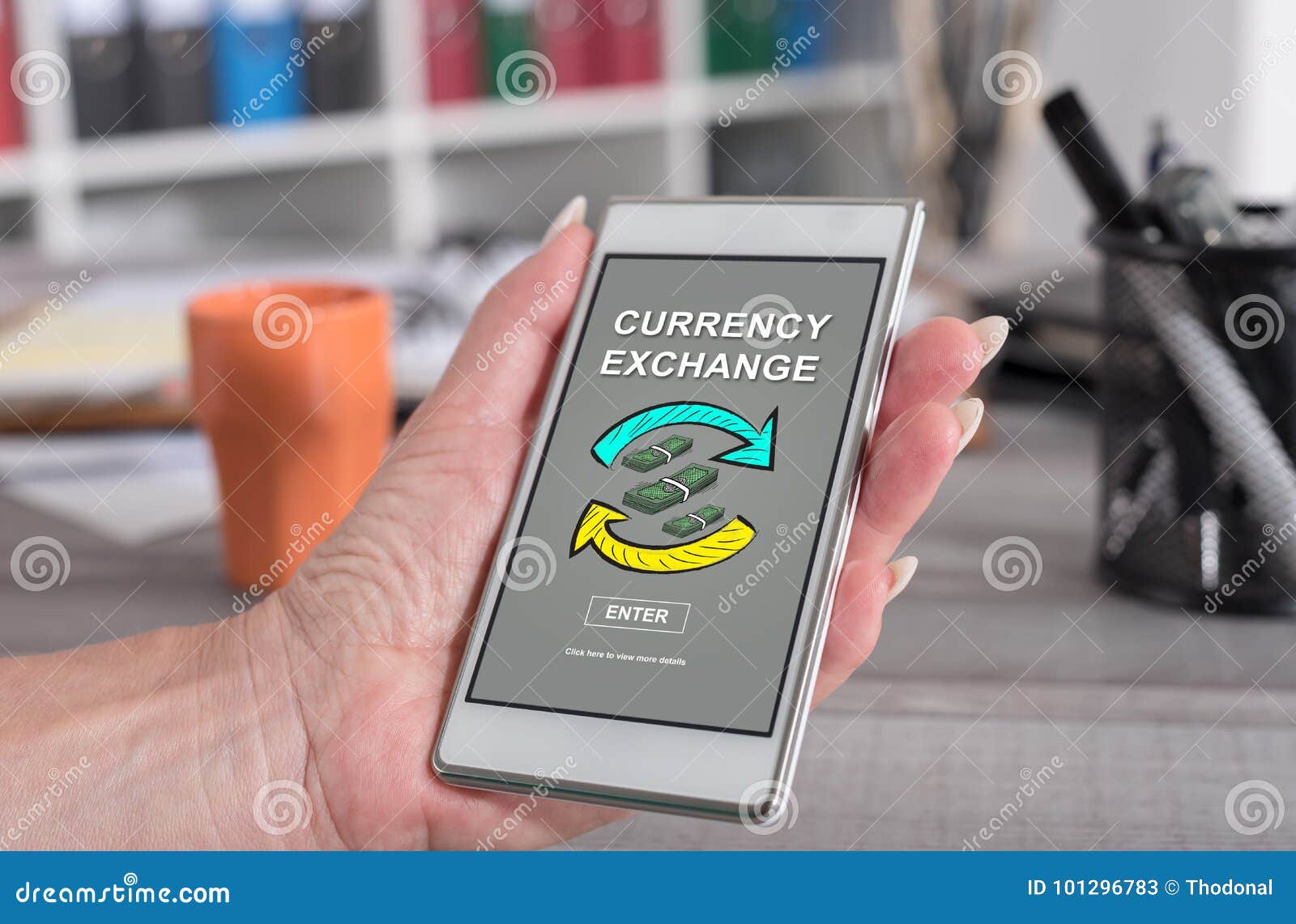 Currency Exchange Concept on a Smartphone Stock Image - Image of ...