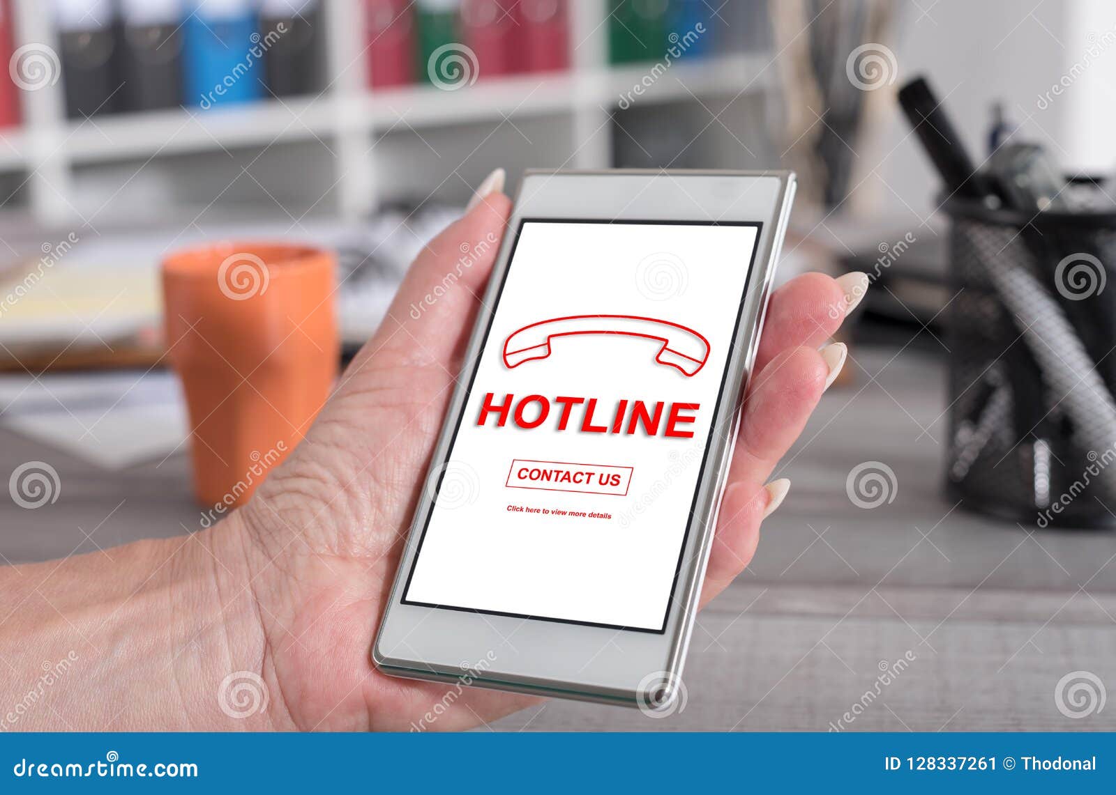 Hotline Concept on a Smartphone Stock Image - Image of hotline, phone ...
