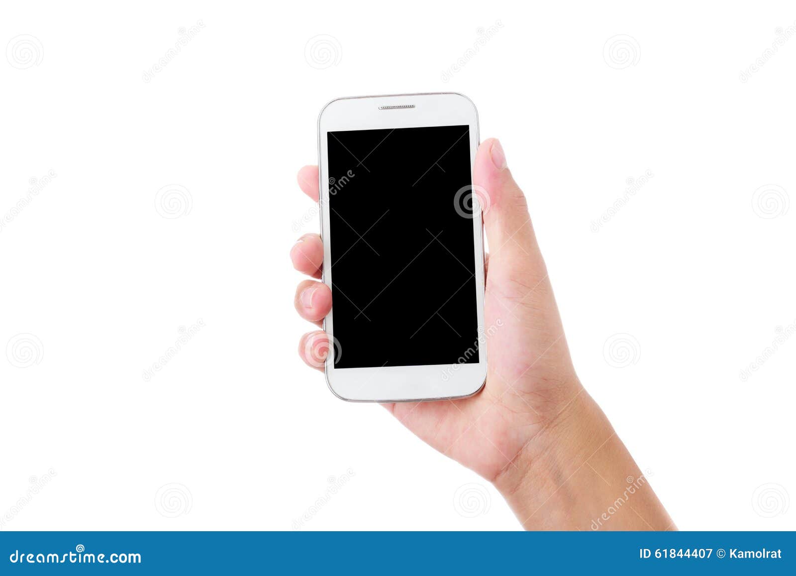 Female Hand Holding Smartphone Isolated on White Stock Image - Image of ...