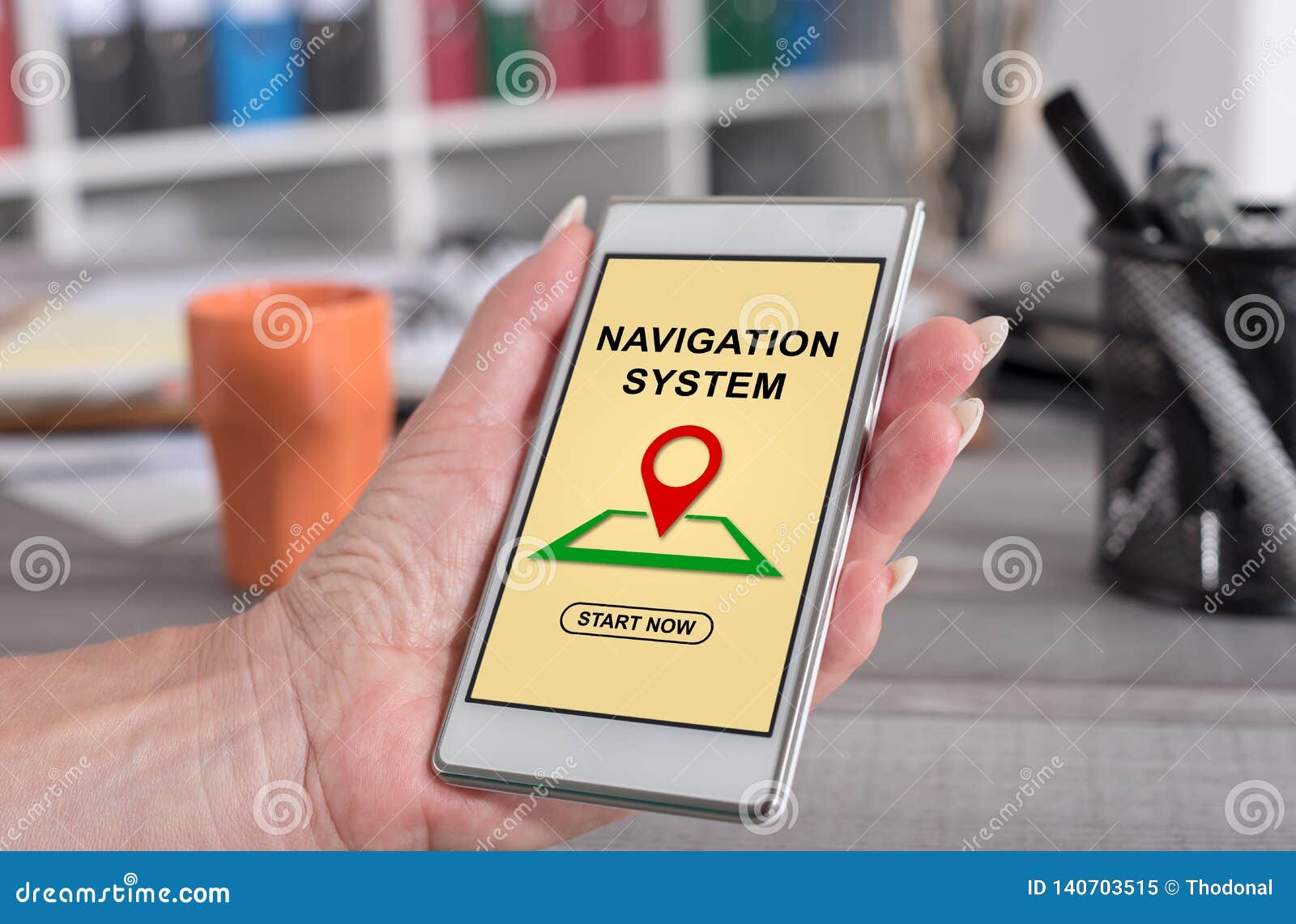Navigation System Concept on a Smartphone Stock Image - Image of device ...
