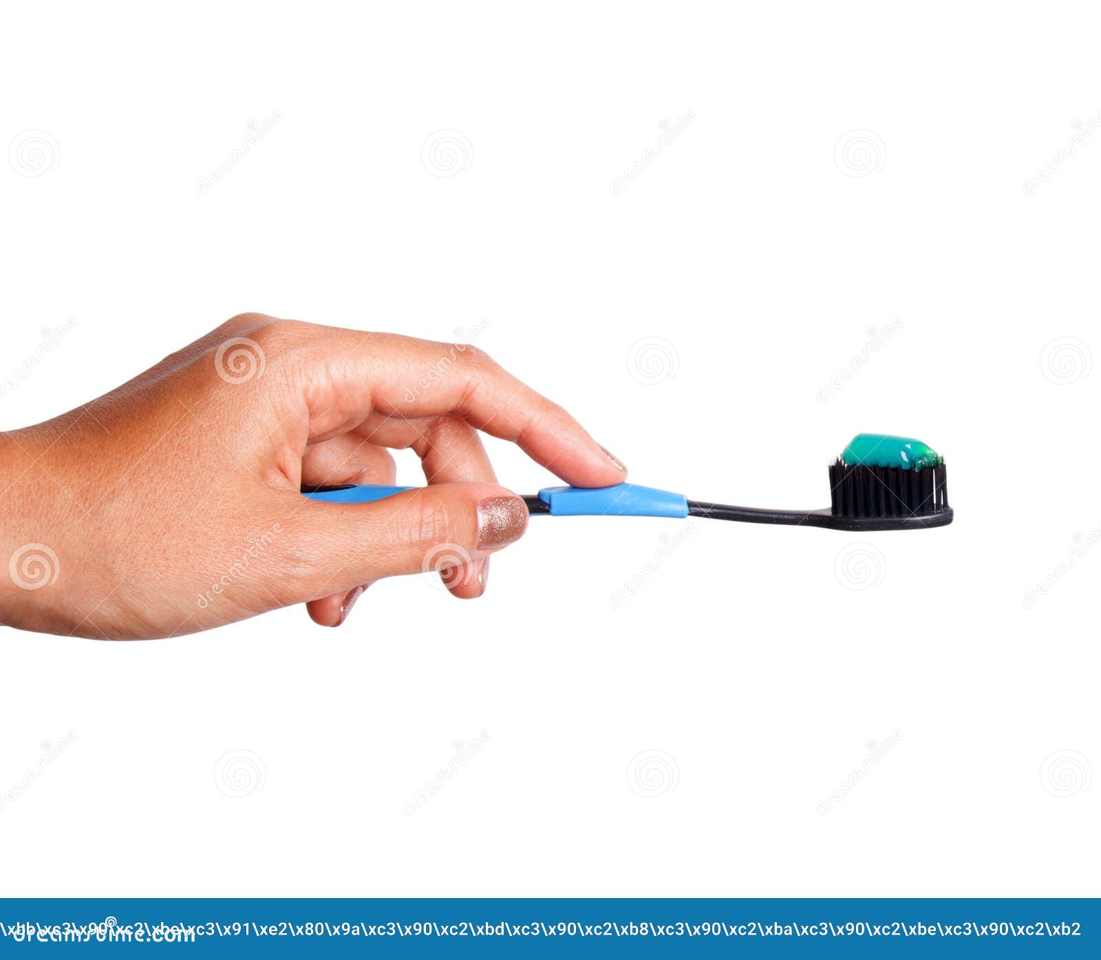 Female Hand Holding a Toothbrush with Toothpaste Isolated on White ...