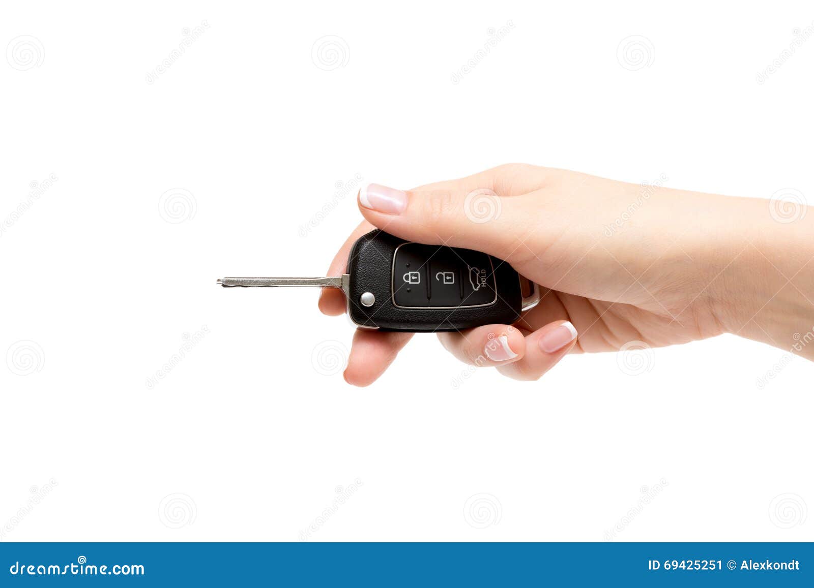 Female Hand Holds Car Keys on White Background. Stock Image - Image of ...