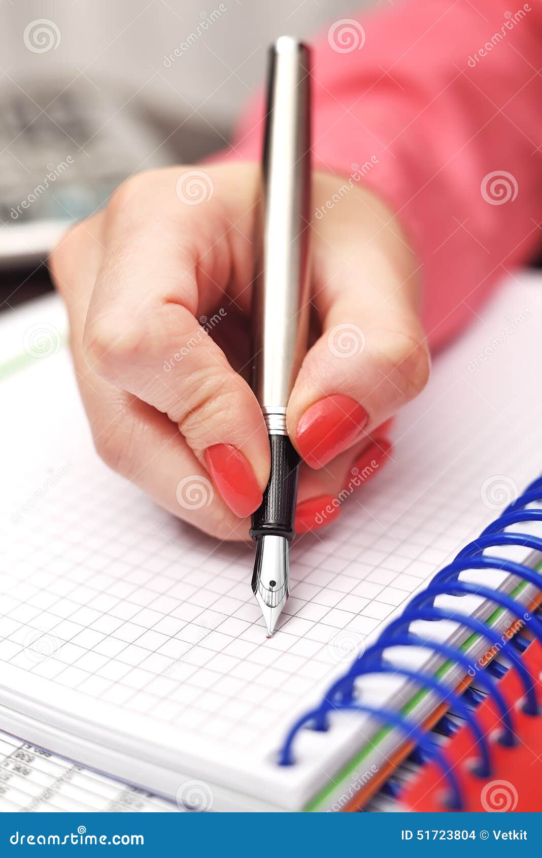 Female hand with ink pen stock photo. Image of hand, page - 51723804