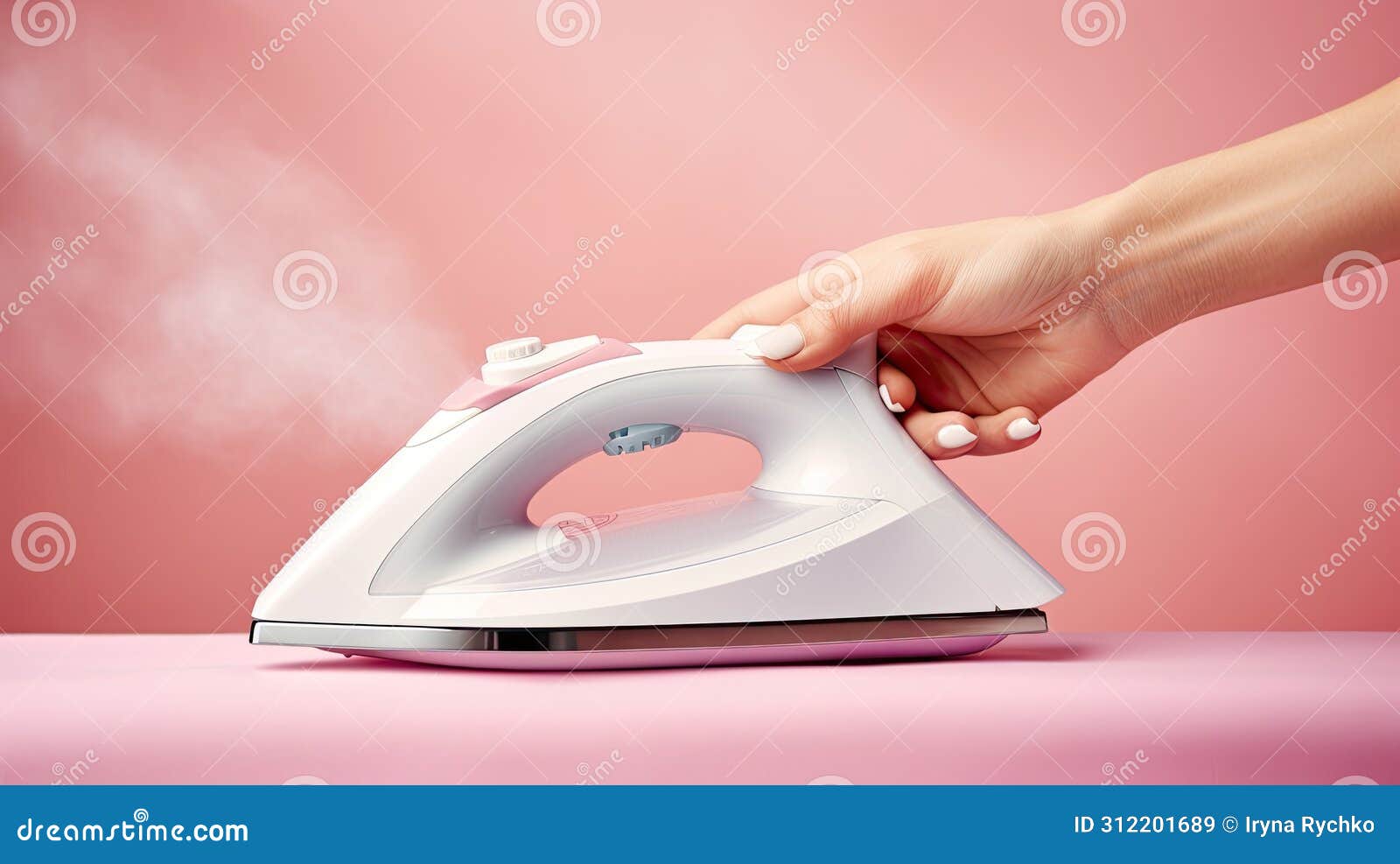 Female Hand with Iron on Colour Background Stock Image - Image of ...